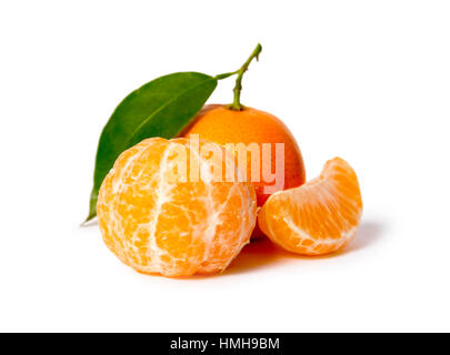 separated segments of tangerine on white background Stock Photo - Alamy
