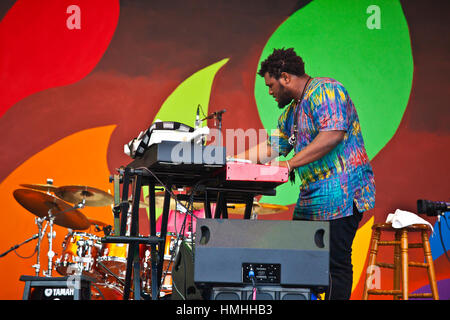 BRANDON COLEMAN plays keybord for KAMASI WASHINGTON performing at the ...