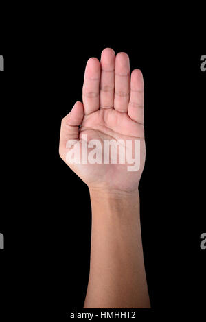 Many hand lifted up on white background Stock Photo - Alamy