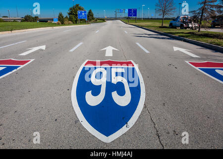 OCTOBER 15, 2016 - Interstate 95 road sign - departing Philadelphia ...