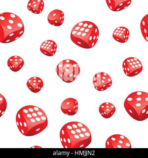 Gambling game dice. Seamless pattern of realistic white play dice cubes ...
