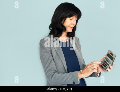 Adult Lady Use Calculator Count Concept Stock Photo - Alamy