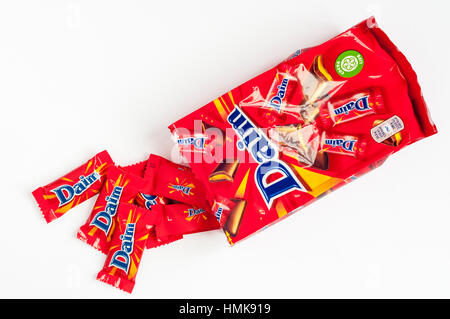 Daim chocolate bar. Daim sweets are candies from Sweden made with milk ...