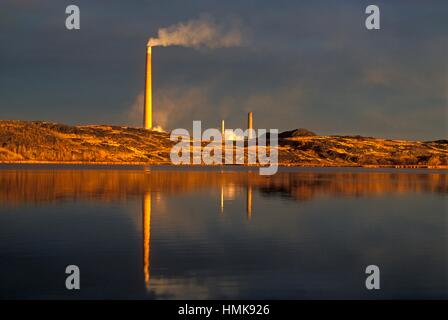 Vale Superstack reflected in Kelly Lake, Greater Sudbury, Ontario Stock ...