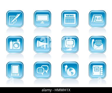 Communication channels and Social Media icons - vector icon set Stock ...