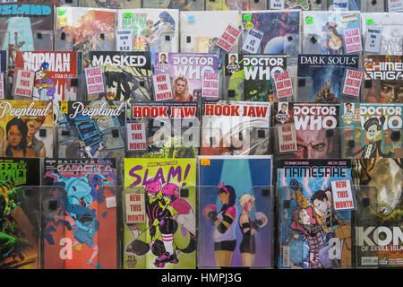 Comic Book Wall, Midtown Comics in Times Square, NYC, USA Stock Photo ...