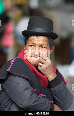 September 6, 2016 Silvia, Colombia: Guambiano indigenous men dressed ...