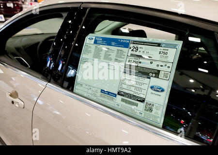 Monroney sticker (window sticker) on 2017 Ford Focus sedan - USA Stock ...