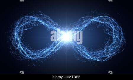 endless loop of moving energy particles. infinity symbol with energy ...