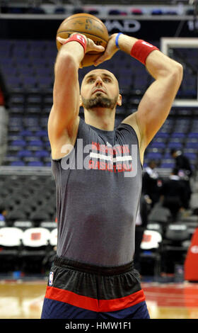 Washington Wizards center Marcin Gortat (4), from Poland, loses control ...
