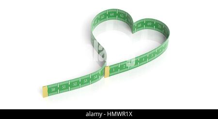 Heart shaped measure tape on white background. 3d illustration Stock ...