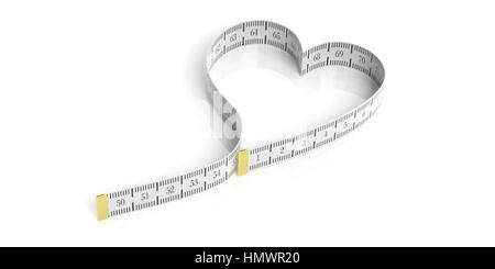Heart shaped measure tape on white background. 3d illustration Stock ...