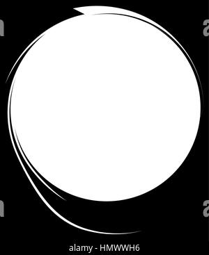 Circle with dynamic swoosh line frame. Monochrome circular element ...