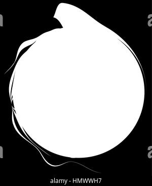 Circle with dynamic swoosh line frame. Monochrome circular element ...