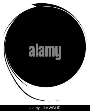 Circle with dynamic swoosh line frame. Monochrome circular element ...