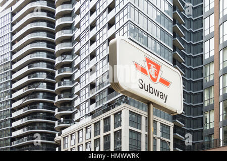 TTC or Toronto Transit Commission Sign at a subway station entrance in ...