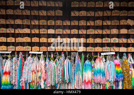 Colourful paper crane birds Origami paper hanging at Buddhist temple or ...