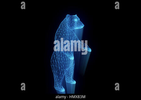 Bear in Hologram Wireframe Style. Nice 3D Rendering Stock Photo - Alamy
