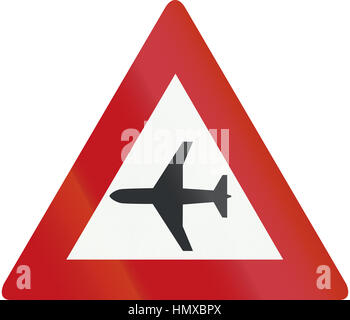 Low Flying Aircraft Road sign on white background Stock Photo - Alamy