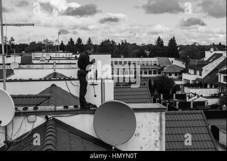 Jürmo (27) works on a roof in Tallinn, Estonia 20th September 2016 ...