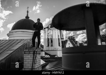 Jürmo (27) works on a roof in Tallinn, Estonia 20th September 2016 ...