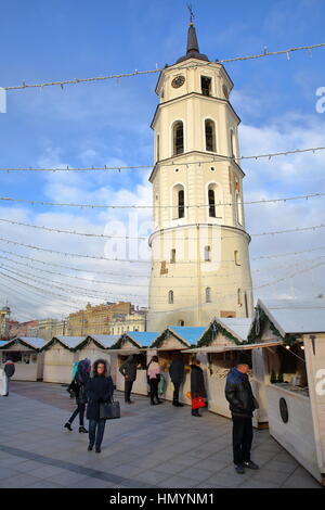 VILNIUS, LITHUANIA - DECEMBER 28, 2016: The Belfry (Cathedral Clock ...