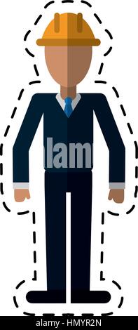 business man helmet contruction manager shadow Stock Vector Image & Art ...
