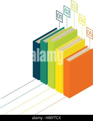 3D books infographic vector illustration. 6 steps business process ...