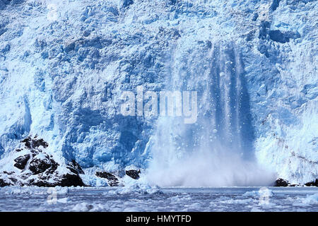 Holgate Glacier calving, Alaska, Seward, Kenai Fjords National Park ...