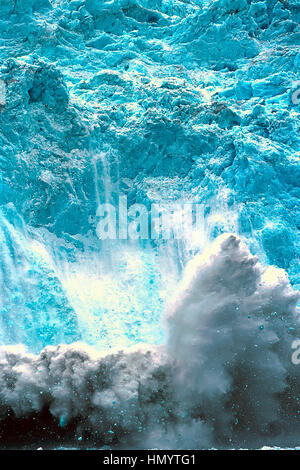 Holgate Glacier calving, Alaska, Seward, Kenai Fjords National Park ...