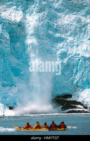 Holgate Glacier calving, Alaska, Seward, Kenai Fjords National Park ...