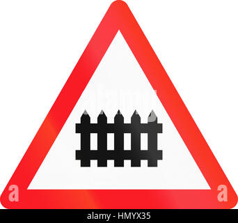Warning sign used in Switzerland - left turn Stock Photo - Alamy