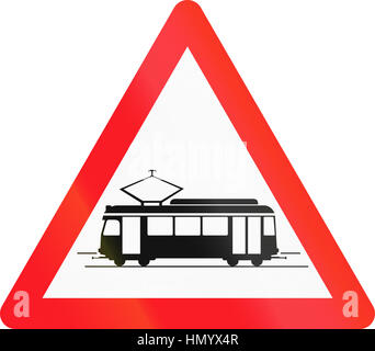 Warning sign used in Switzerland - left turn Stock Photo - Alamy
