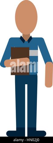 avatar man work employee with clipboard shadow Stock Vector Image & Art ...