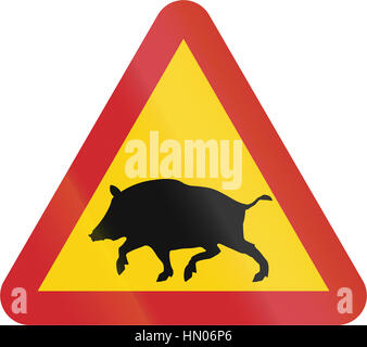 Wild pig warning sign Stock Photo - Alamy