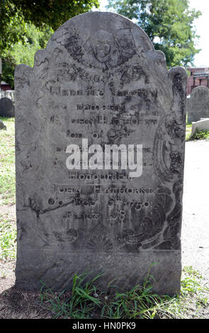 Close up of headstone (Hathorne) in the Old Burying Point Cemetery ...