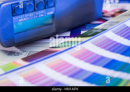 Press color management, chart, densitometer Stock Photo - Alamy