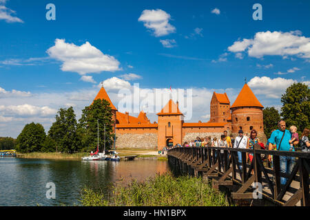 TRAKAI, LITHUANIA - 22 AUG 2015: Nice yahts reflecting in water of ...