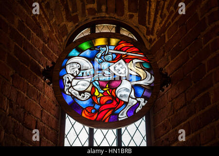 TRAKAI, LITHUANIA - 22 AUG 2015: Nice yahts reflecting in water of ...