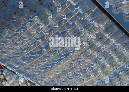 Recycled decorative canopy made from used plastic bottles at the ...