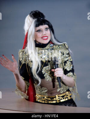 Lady Gaga does a television interview with French TV's Canal + Le Grand ...