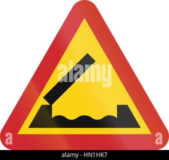 Road sign Warning Drawbridge. In Red Triangle are schematically ...
