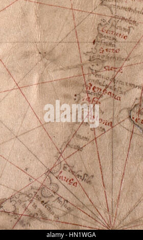 This anonymous 15th-century Portolan chart provides a detailed nautical ...