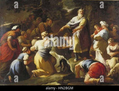 Moses striking water from Rock Stock Photo - Alamy