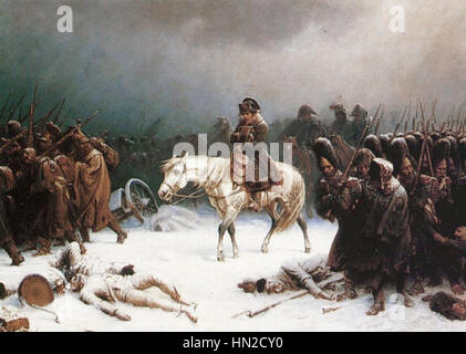The painting 'Retreat of Napoleon’s Army from Moscow 1812' captures the ...