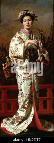 A portrait of a Geisha, capturing the traditional attire and elegant ...