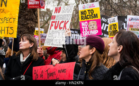 London, UK. 4th February, 2017. Stop Trump's Muslim Ban a protester ...