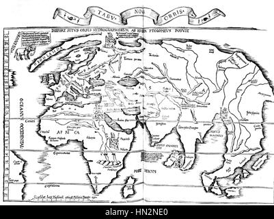 The new world of the 16th century, map showing Spanish and Portuguese ...
