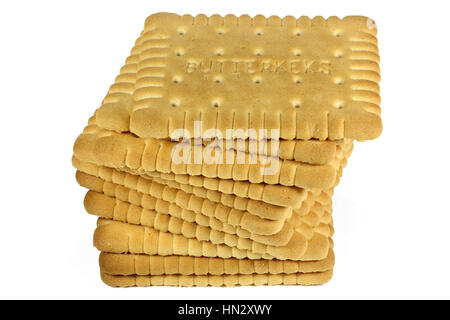 German butter biscuits isolated on white background Stock Photo - Alamy