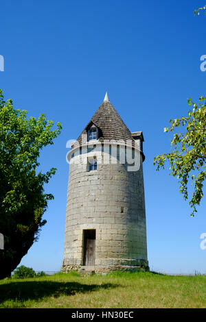 Traditional old French Windmill, Moulin a vent de Boisse, in the Lot ...